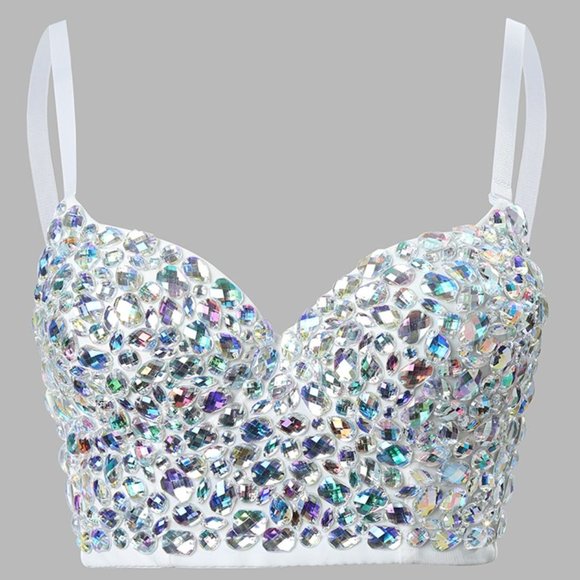 Boutique | Tops | Y2k Multicolored Sparkle Rhinestone Corset Bustier ...